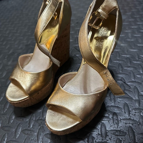 Michael Kors | Shoes | Gold Platform Wedge Sandals | Poshmark